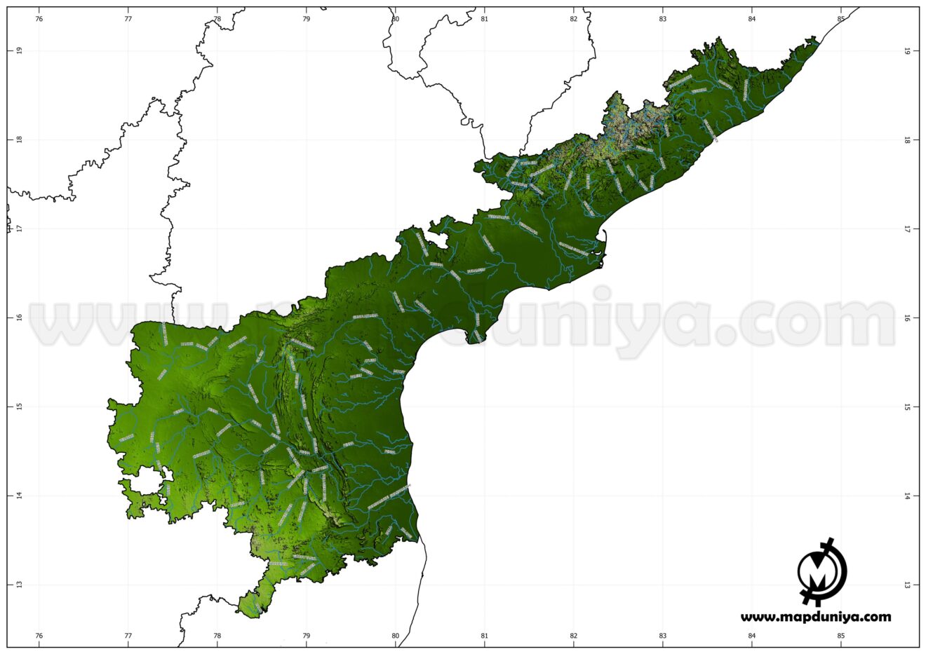 ANDHRA PRADESH Physical map with River Names – Maps Of India