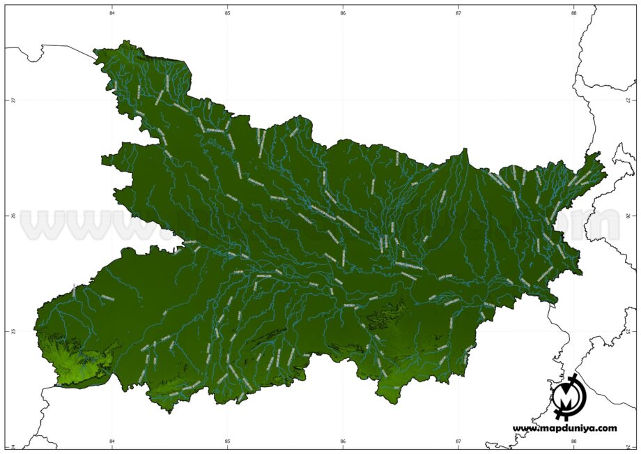 BIHAR Physical map with River Names – Maps Of India