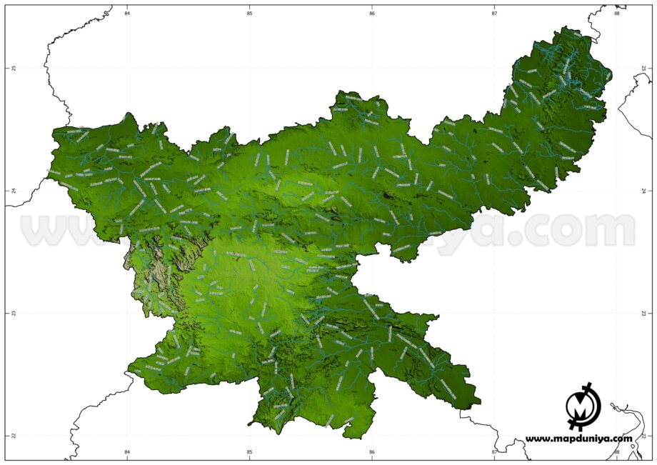 JHARKHAND Physical map with River Names – Maps Of India